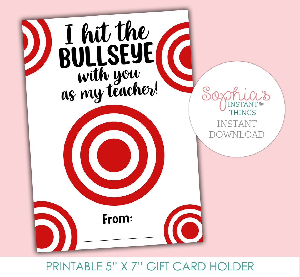 PRINTABLE Target Gift Card Holder, Teacher Appreciation Gift Card ...
