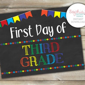 PRINTABLE First Day of Third Grade Printable Sign, First Day of 3rd ...
