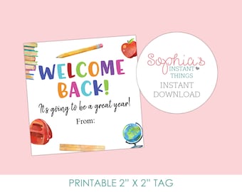 PRINTABLE Back to School Gift Tag, Happy First Day of School Gift Tags ...