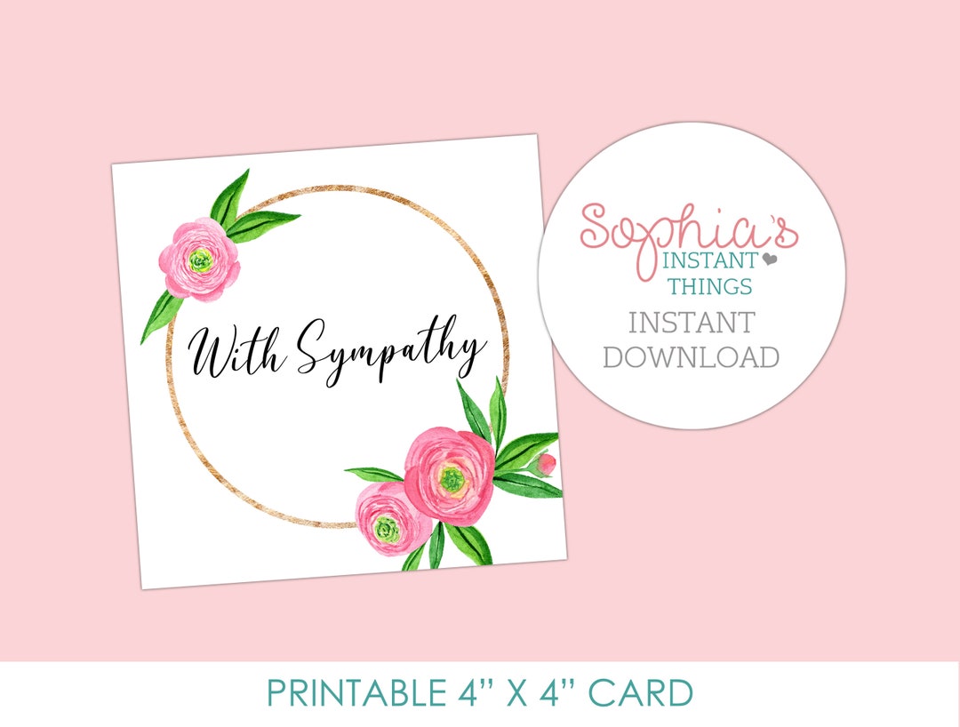 PRINTABLE Sympathy Card, Thinking of You, With Sympathy, Bereavement ...