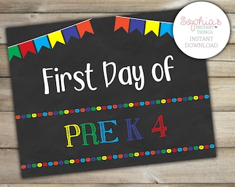 PRINTABLE First Day of Preschool Printable Sign, First Day of Pre K 2 ...