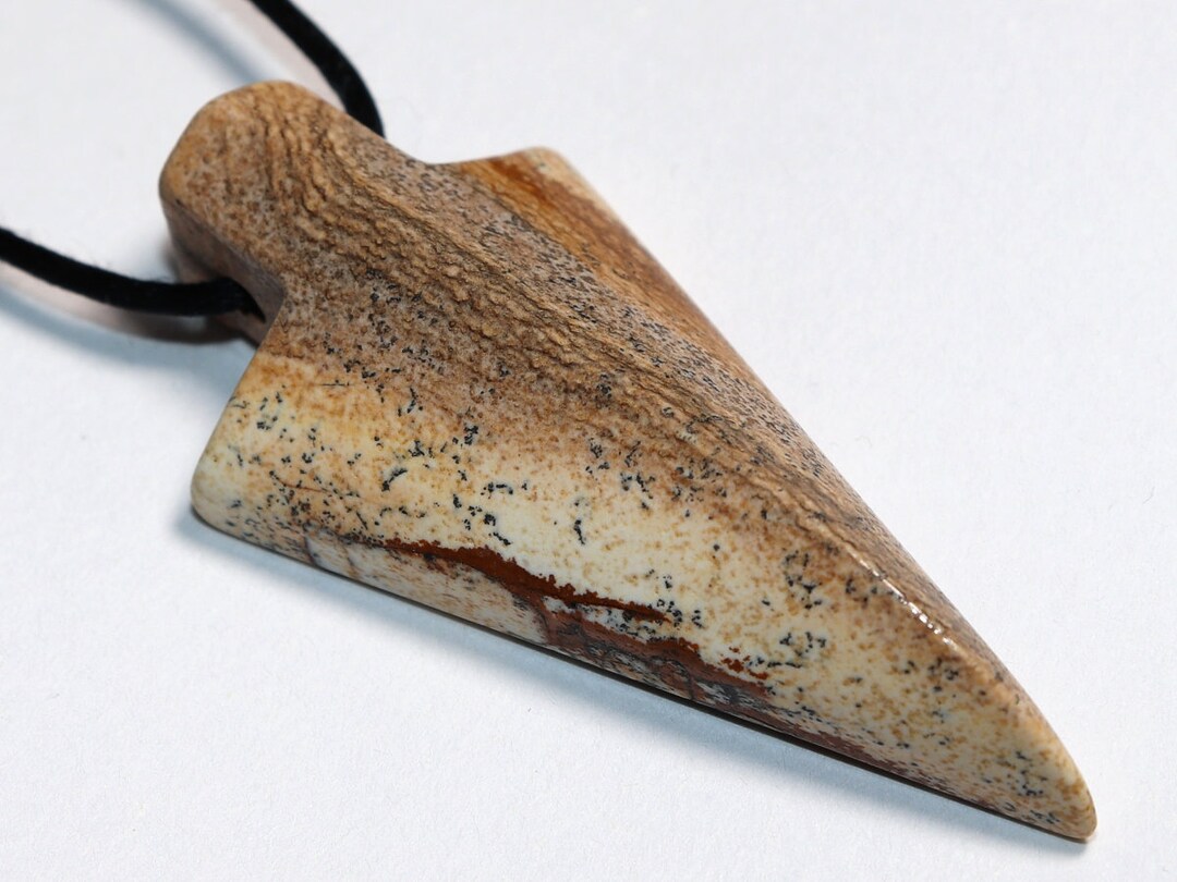 Picture Jasper arrow Necklace With Cord or Silver 925 Stone Size: 52 X ...