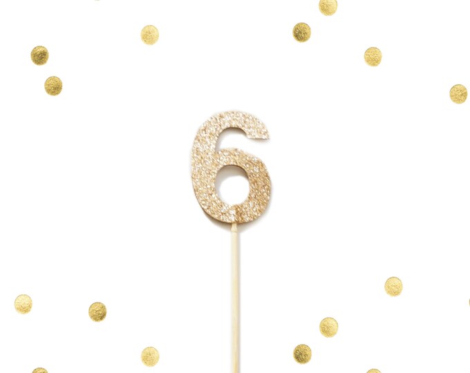 10 Gold Glitter Number 6 Sixth Cupcake Birthday Cake Picks, Birthday ...