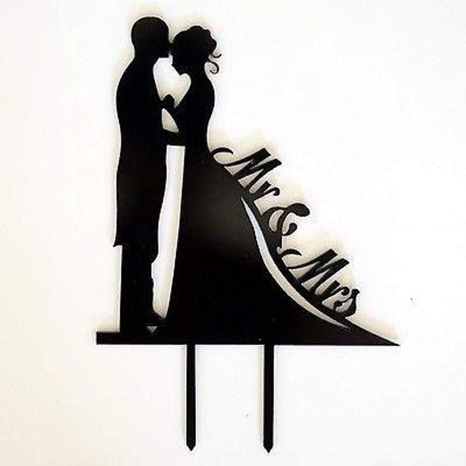 Mr And Mrs Silhouette Black Bride And Groom Wedding Cake Etsy