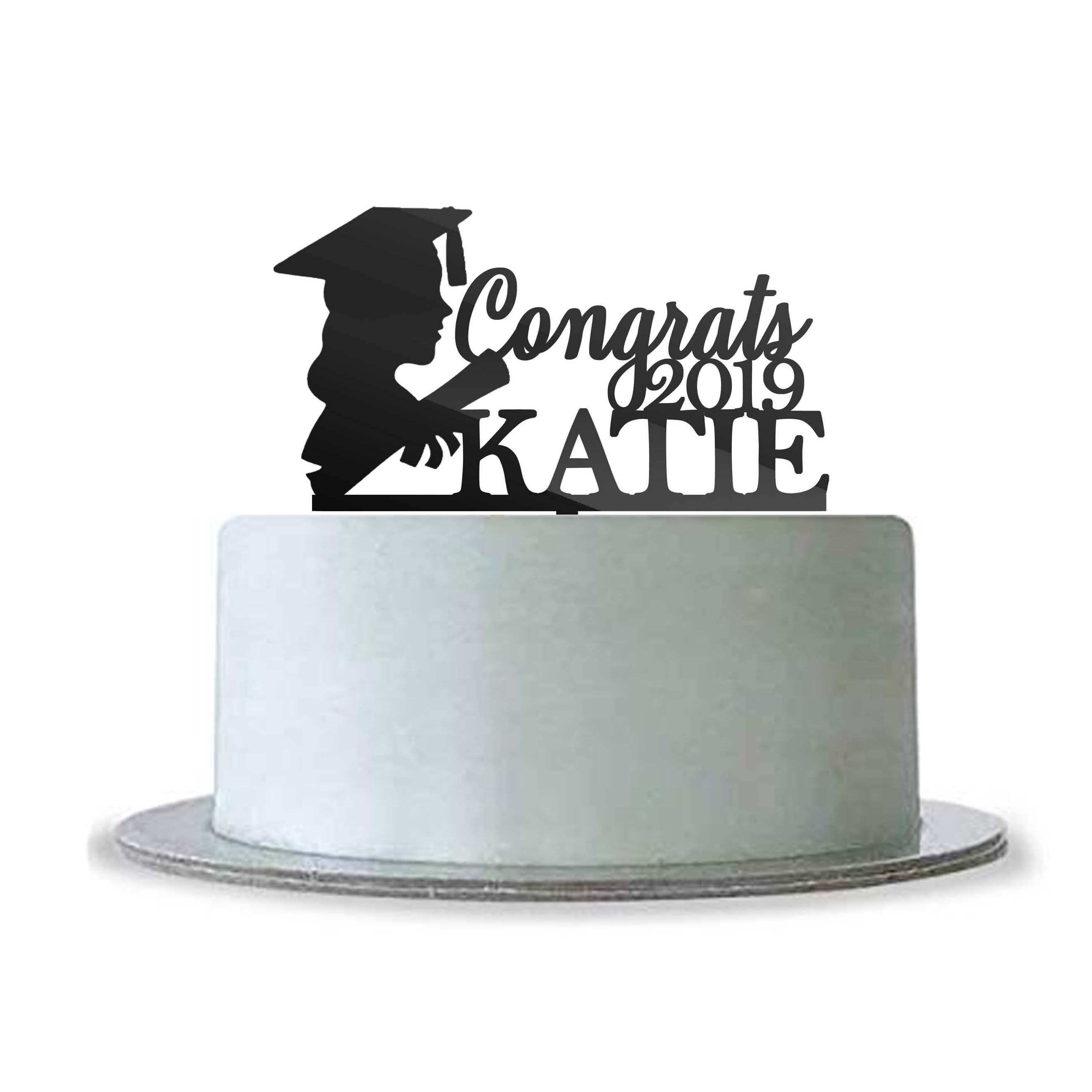 Custom Personalized Name Graduation Cake Topper Congrats Girl - Etsy