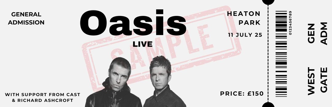 OASIS Souvenir Ticket for Any Date/venue - Etsy