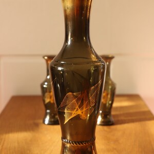 Wheaton Smoked Glass MCM Vases Set of 3 Geometric - Etsy