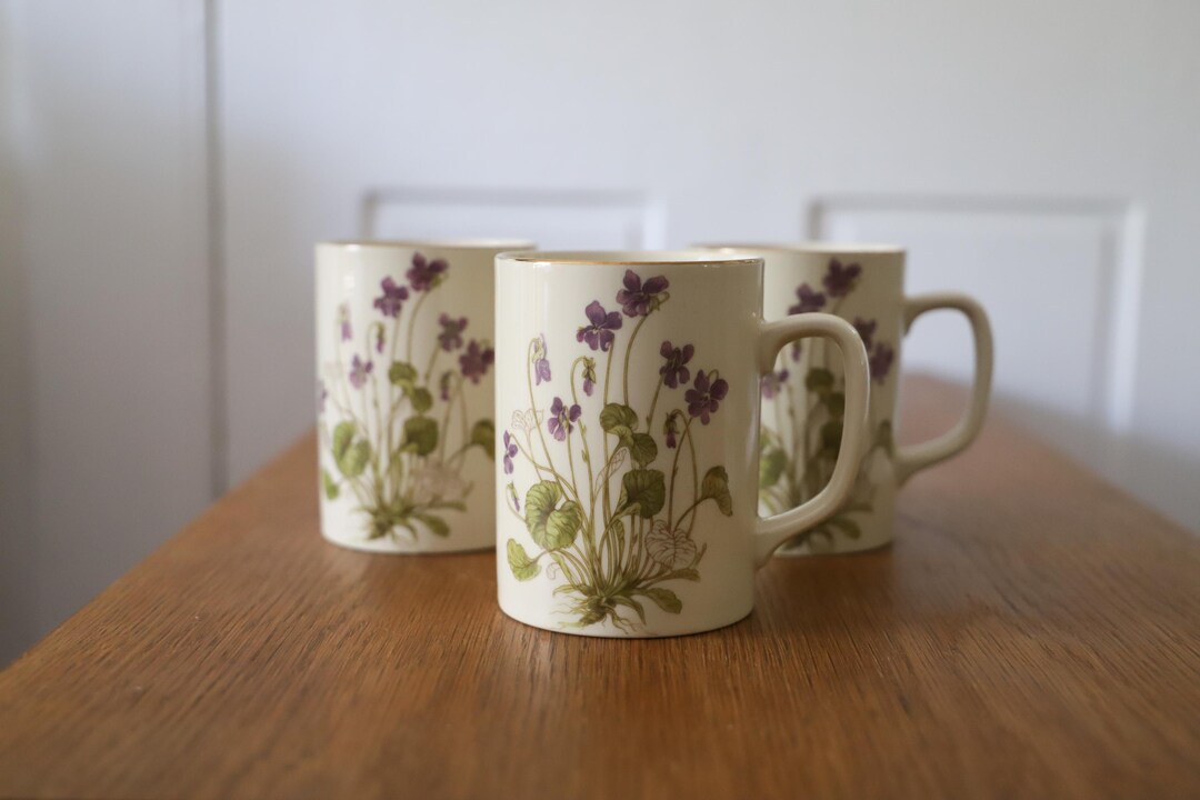 Set of 3 Vintage Otagiri Violets Mugs With Gold Rim Made in Japan - Etsy