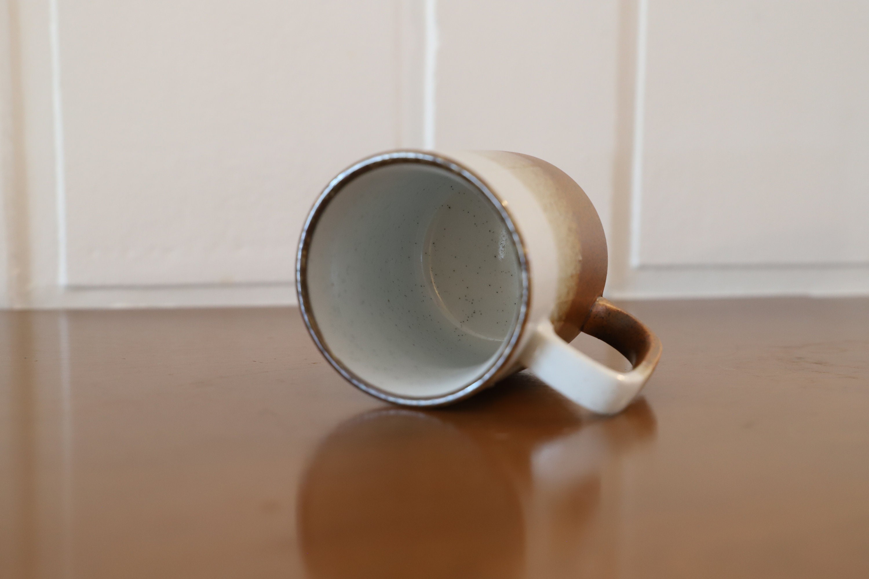 70s Speckled Stoneware Coffee Mug With Hand Painted Flowers Unbranded ...