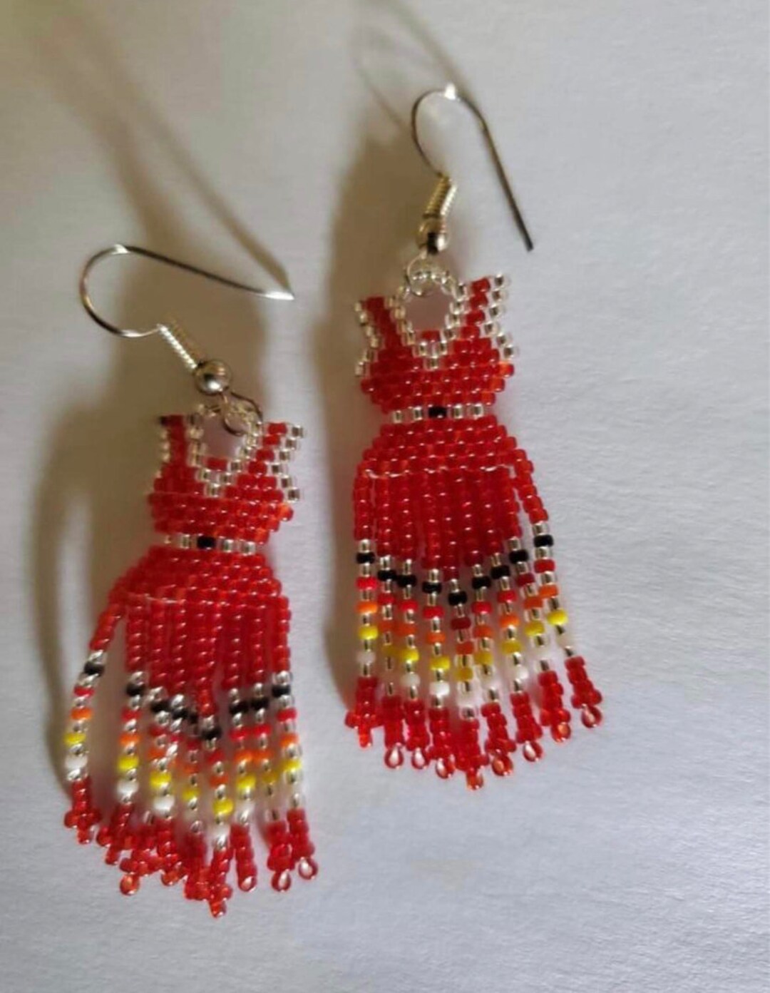 Hand Beaded Red Dress Earrings - Etsy