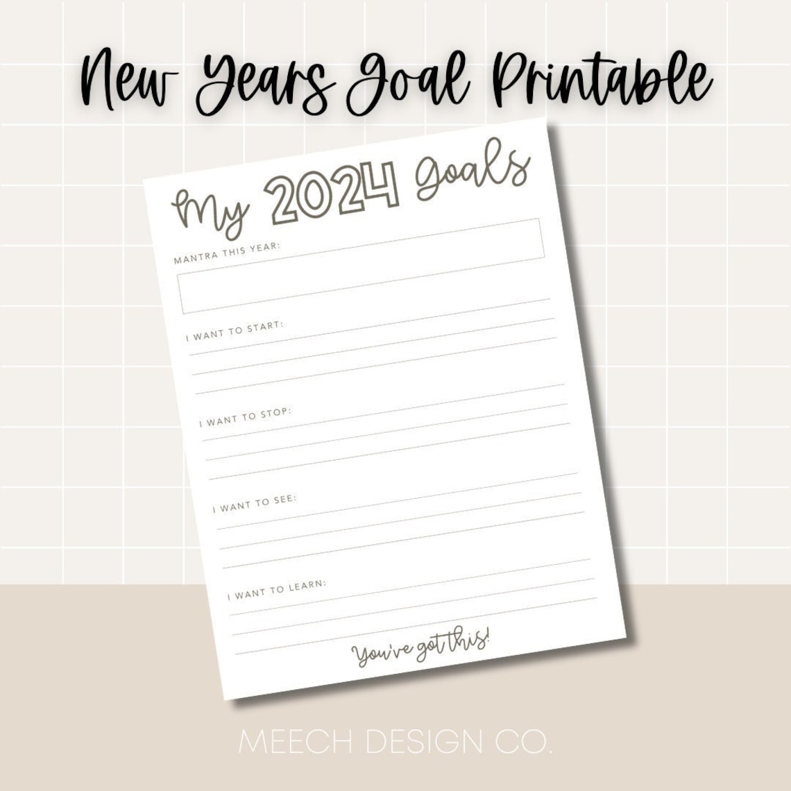 2024 New Years Goal Printable, New Years Goals Print, Printable New ...
