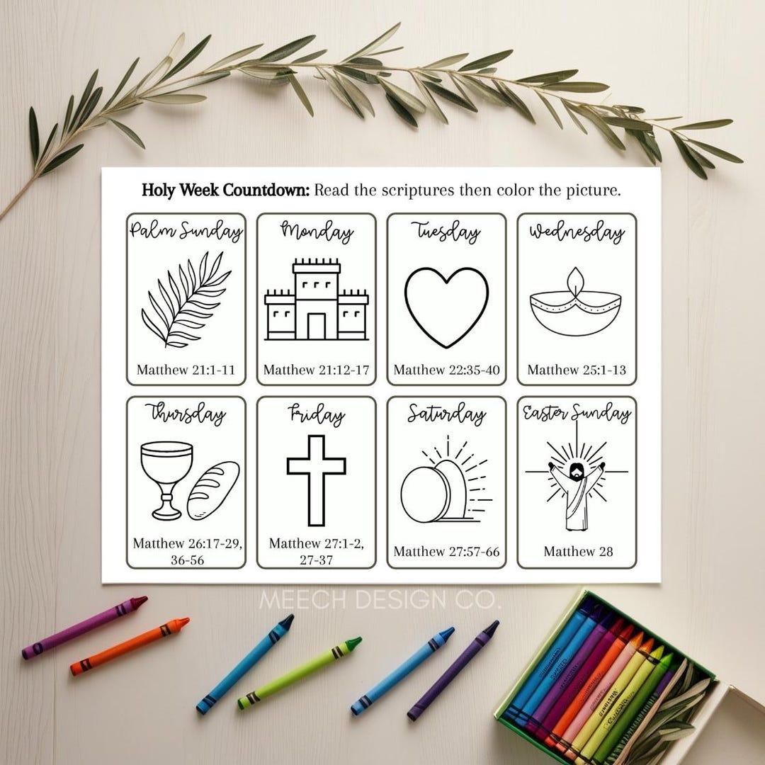 Holy Week Printable Activity for Kids and Adults, Holy Week Coloring ...