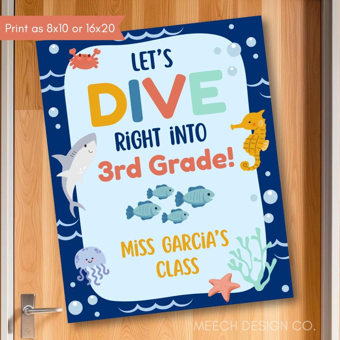 Editable Ocean Themed Classroom Poster, Classroom Door Welcome Poster ...