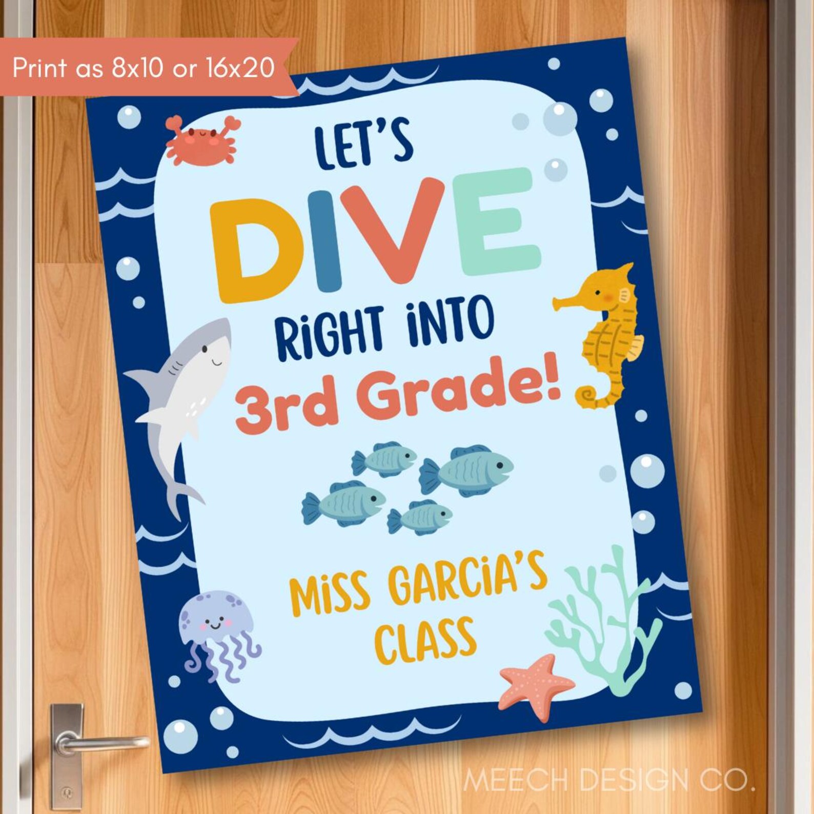 Editable Ocean Themed Classroom Poster, Classroom Door Welcome Poster ...