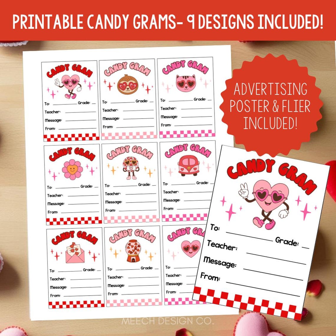 Printable Candy Grams, PTA/PTO Candy Grams, Retro Candy Grams, School ...
