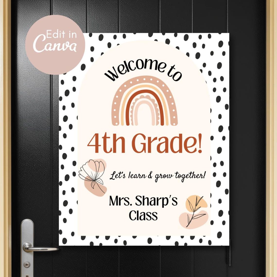 Editable Spotty Boho Themed Classroom Welcome Poster, Classroom Door ...