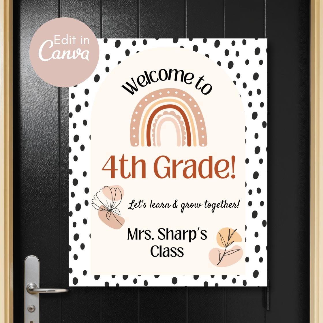 Editable Spotty Boho Themed Classroom Welcome Poster, Classroom Door ...