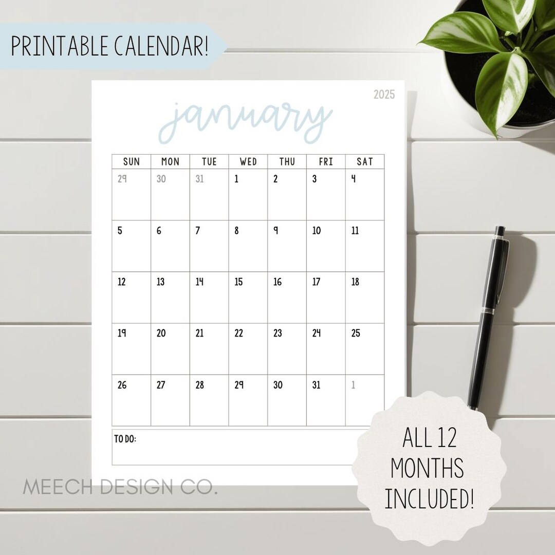 Colorful 2025 Printable Calendar, Modern Calendar, Beautiful Calendar ...