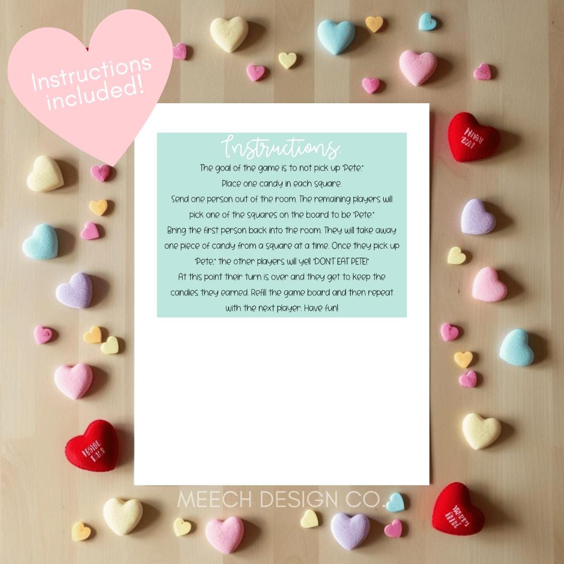 Valentine's Don't Eat Pete Game, Valentine's Printable Game, Valentine ...
