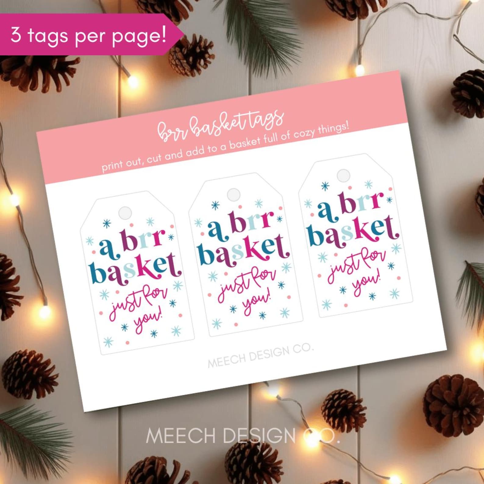 Brr Basket Gift Tag, Burr Basket Gift Tag, Cozy Gift Tag, Printable ...