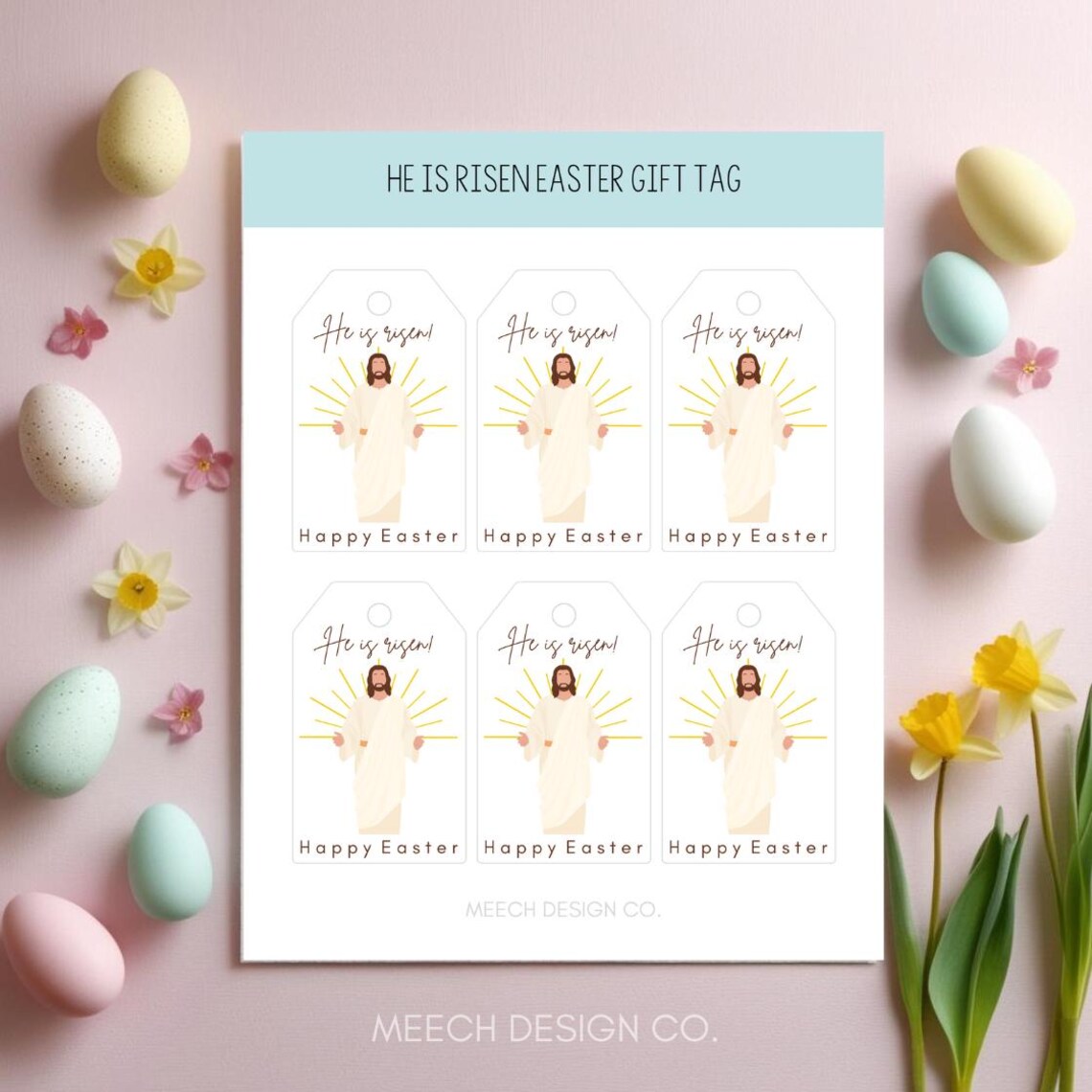 He is Risen Jesus Christ Easter Gift Tag, Religious Easter Printable ...
