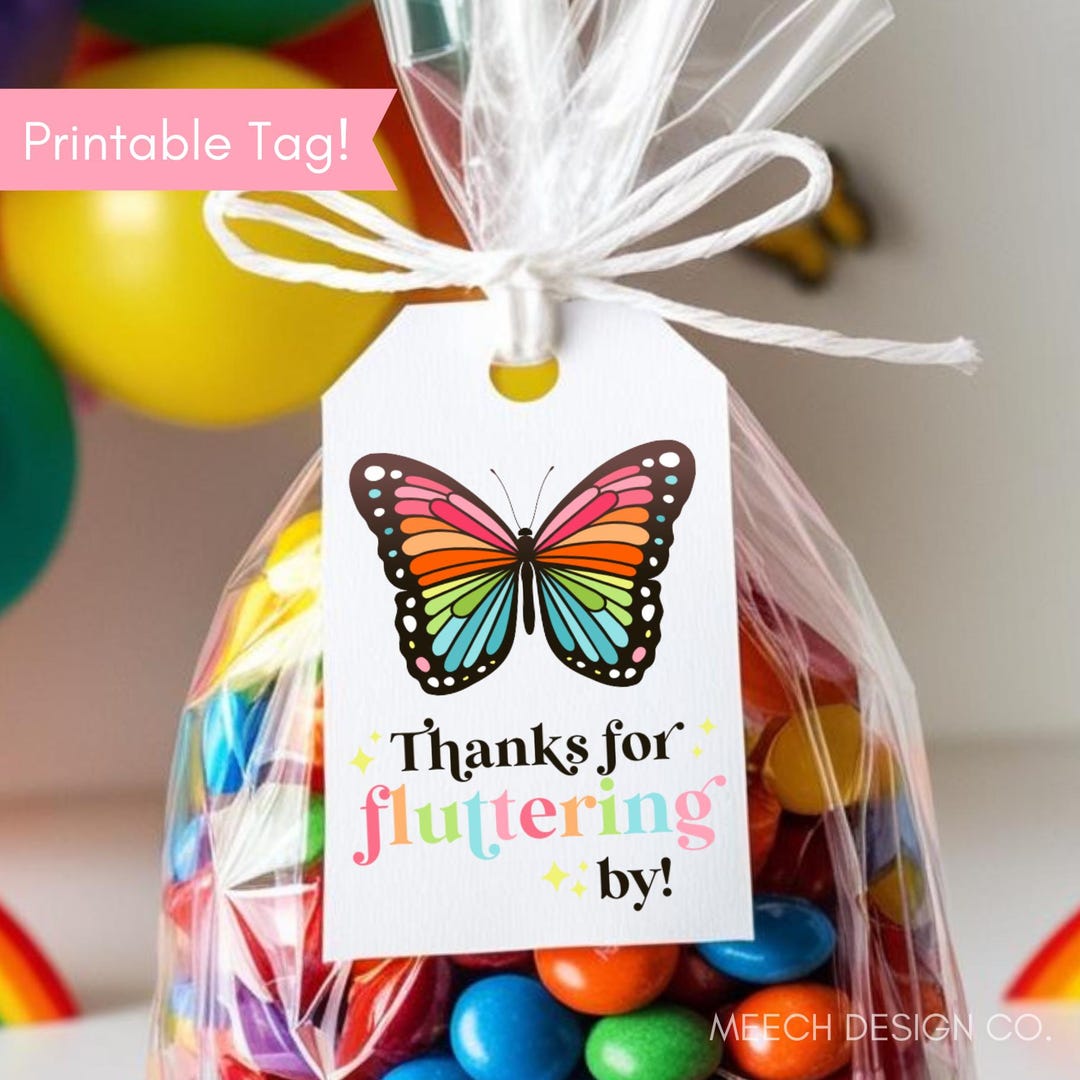 Butterfly Party Printable Tag, Garden Party, Butterfly Birthday Decor ...