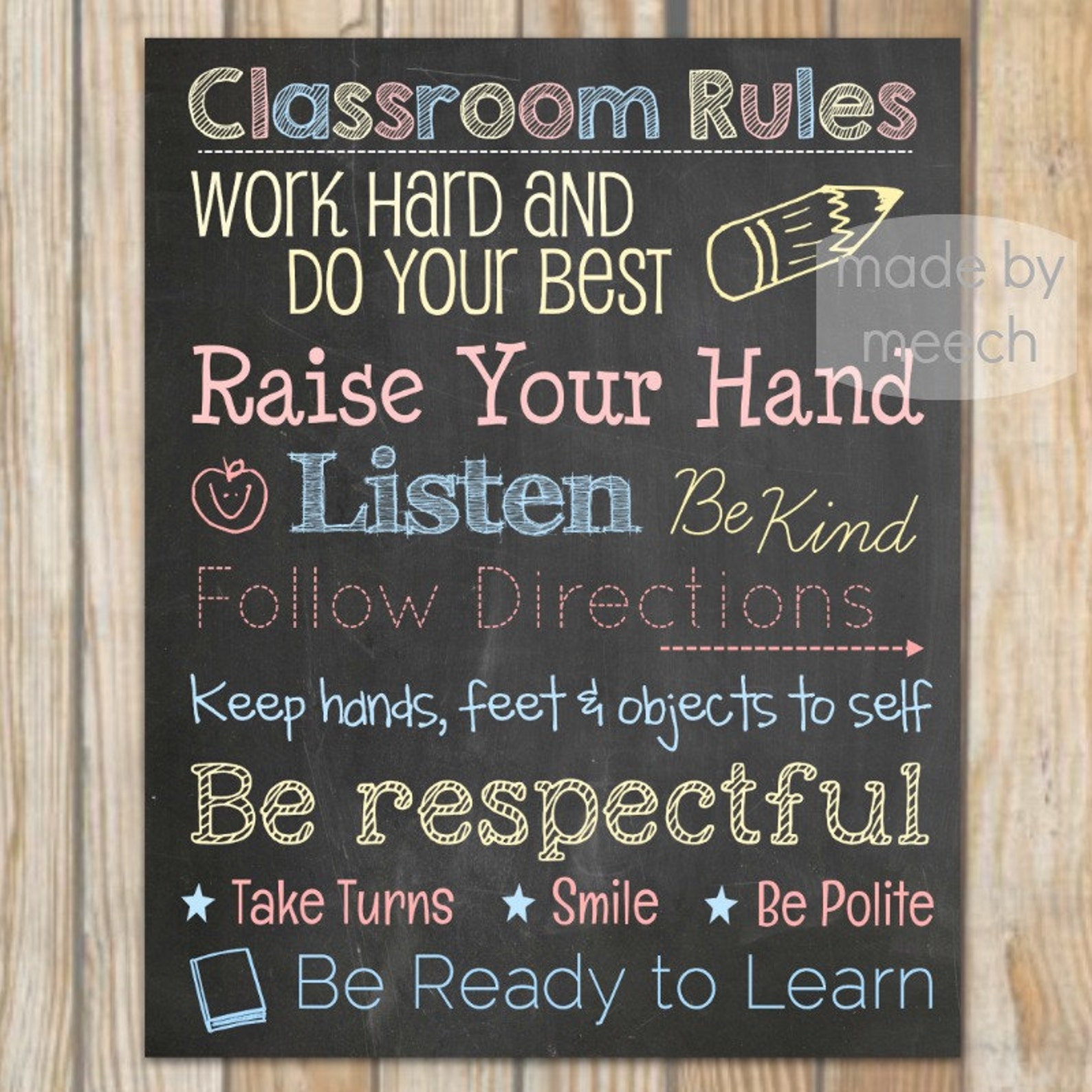 16x20 Classroom Rules Poster- Instant Download - Etsy