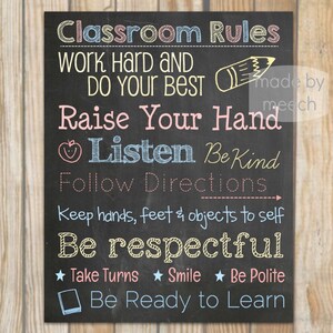 16x20 Classroom Rules Poster Instant Download | Etsy