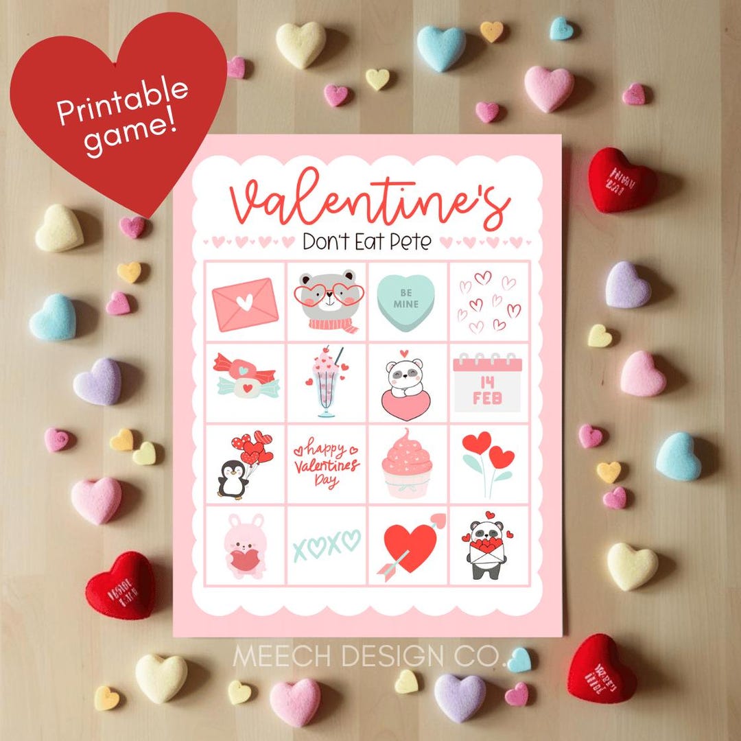 Valentine's Don't Eat Pete Game, Valentine's Printable Game, Valentine ...