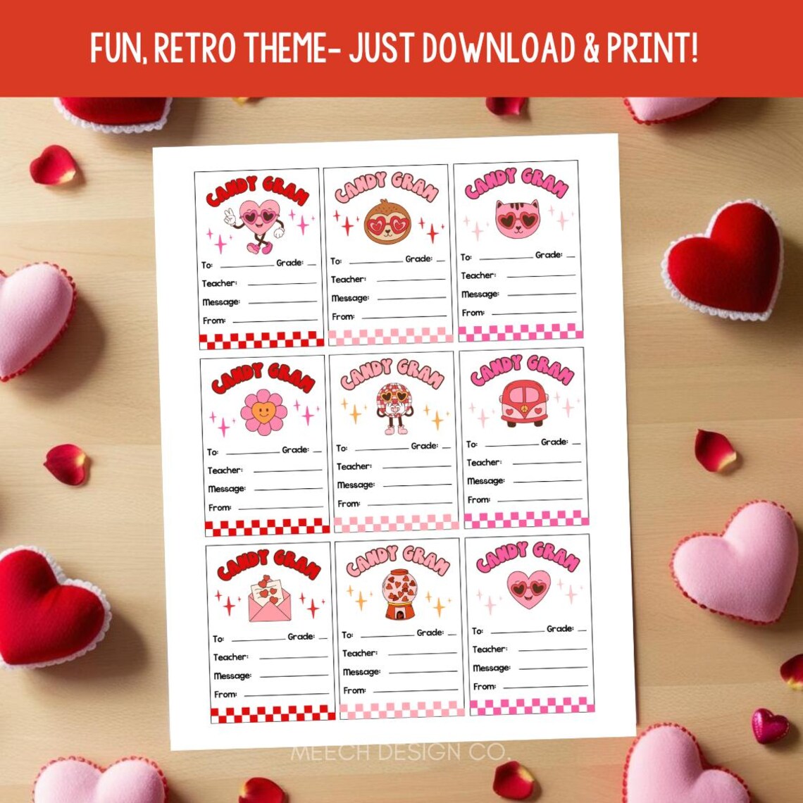 Printable Candy Grams, PTA/PTO Candy Grams, Retro Candy Grams, School ...
