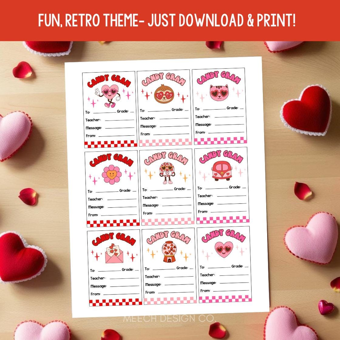 Printable Candy Grams, PTA/PTO Candy Grams, Retro Candy Grams, School ...