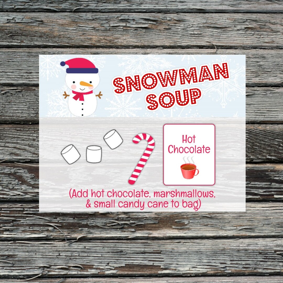Snowman Soup Christmas Treat Bag Toppers - Etsy