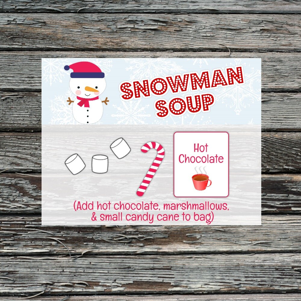 Snowman Soup Christmas Treat Bag Toppers - Etsy