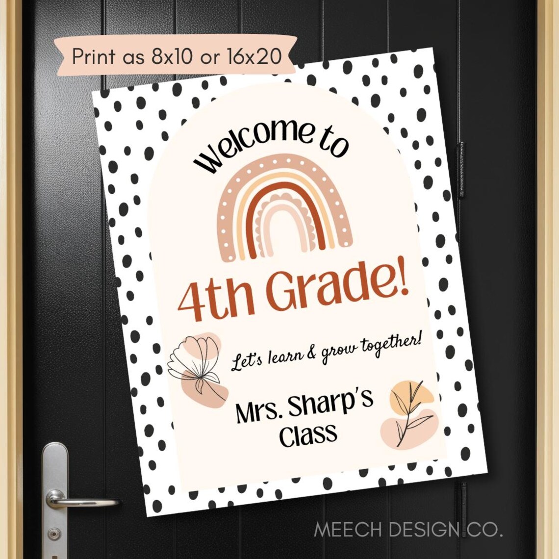 Editable Spotty Boho Themed Classroom Welcome Poster, Classroom Door ...