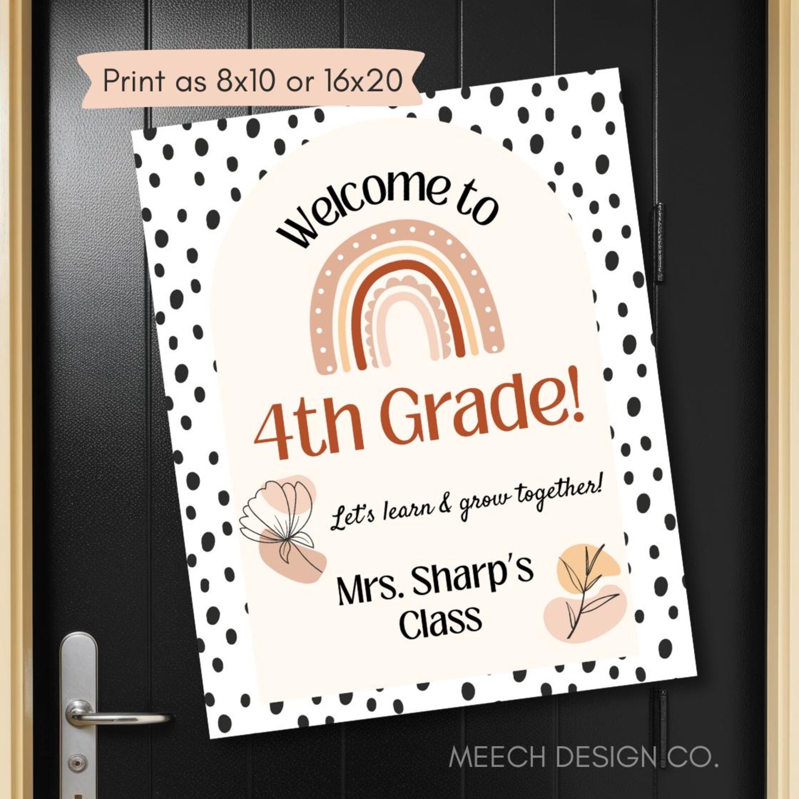 Editable Spotty Boho Themed Classroom Welcome Poster, Classroom Door ...