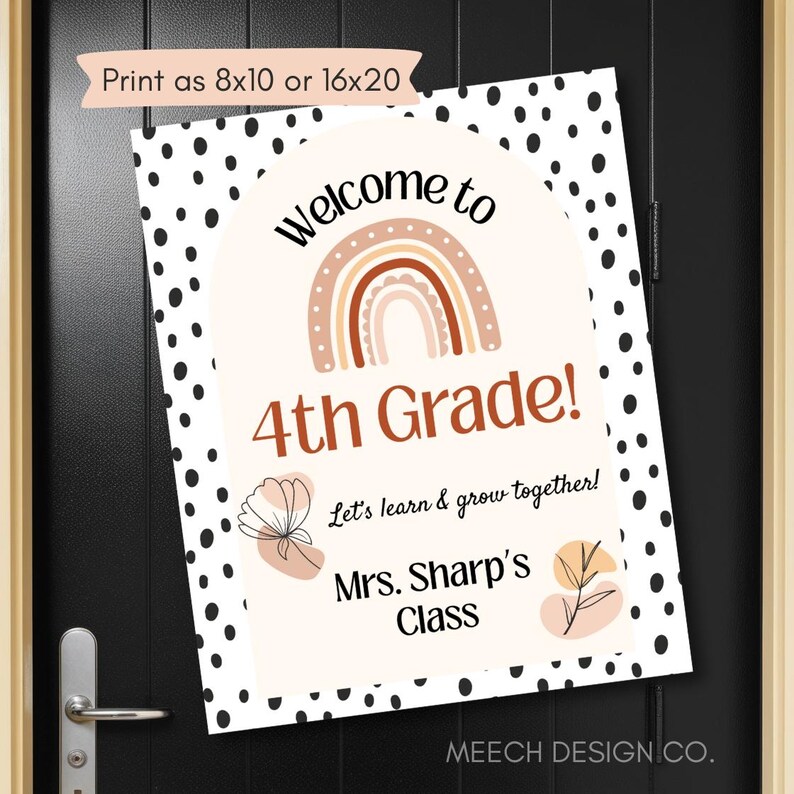Editable Spotty Boho Themed Classroom Welcome Poster, Classroom Door ...