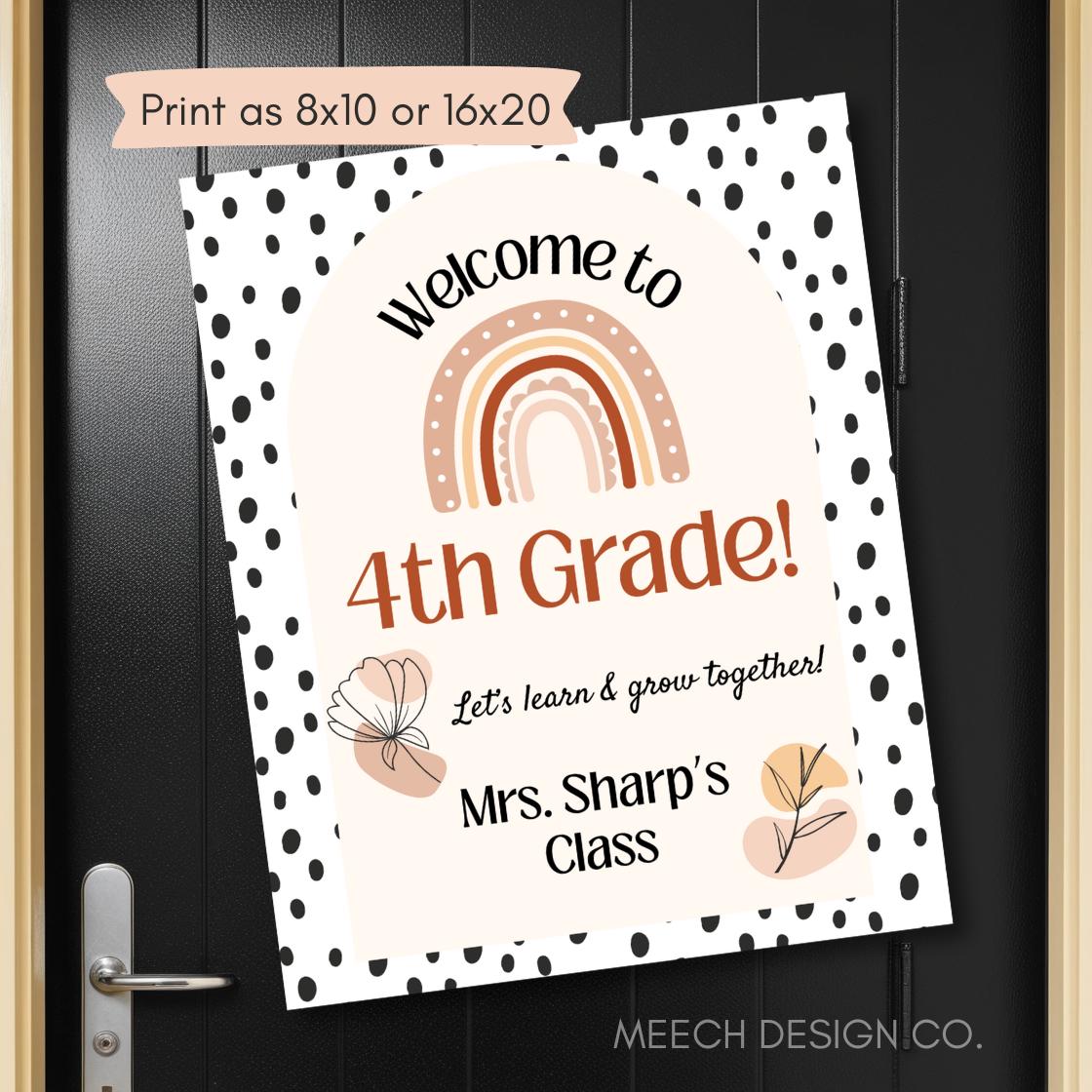 Editable Spotty Boho Themed Classroom Welcome Poster, Classroom Door ...