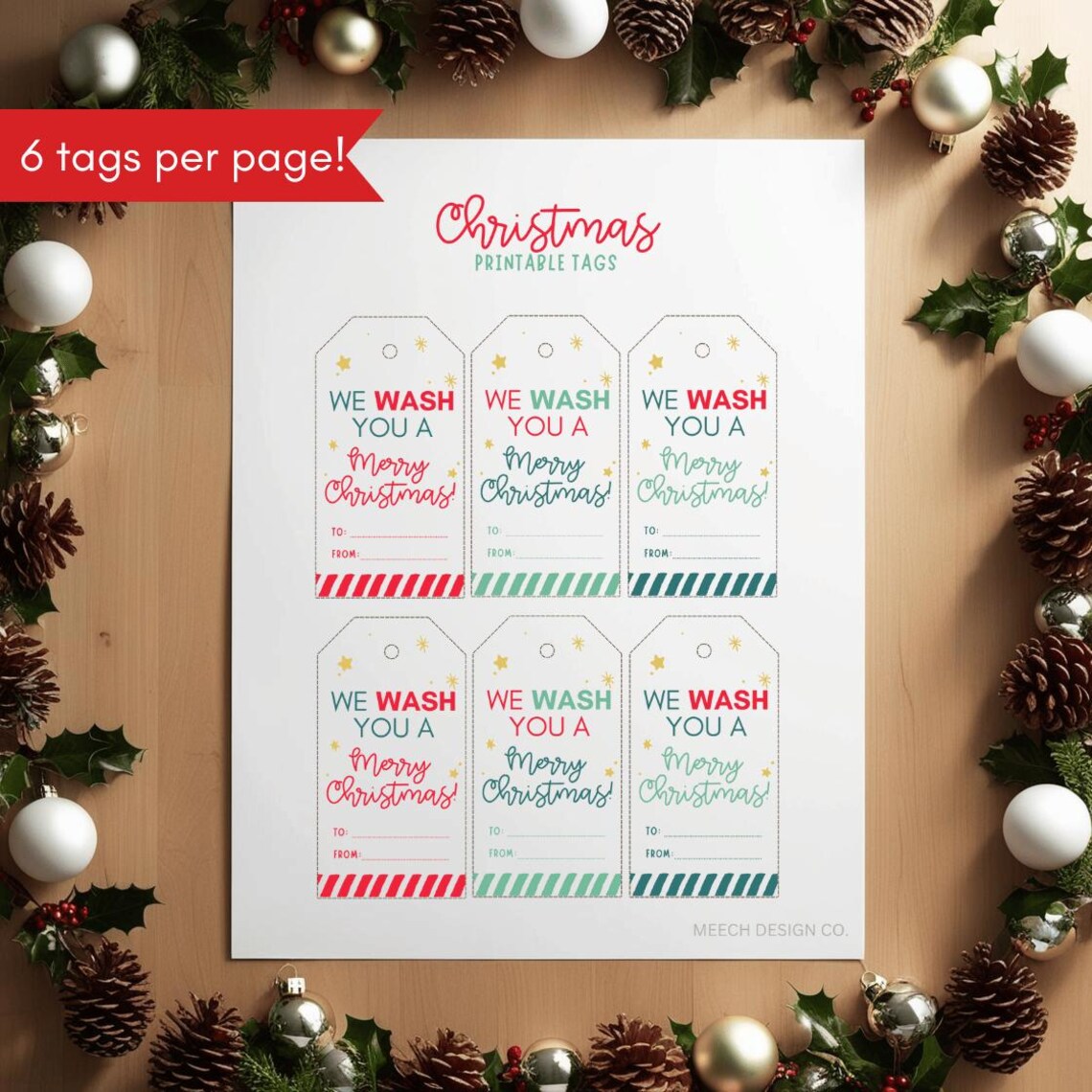 We Wash You A Merry Christmas Soap Gift Tag, Neighbor Gift Tag, Soap ...