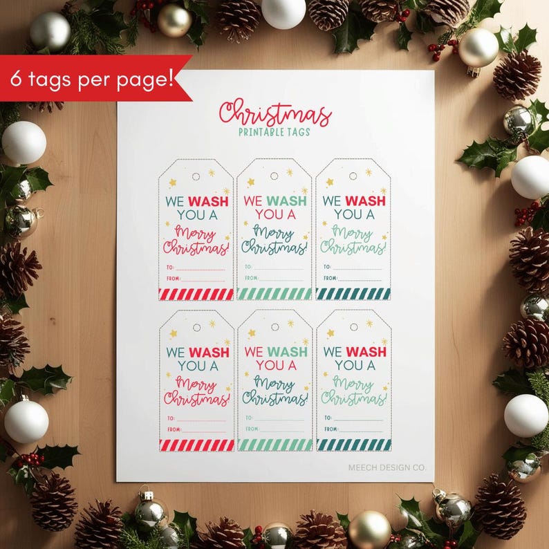 We Wash You A Merry Christmas Soap Gift Tag, Neighbor Gift Tag, Soap ...