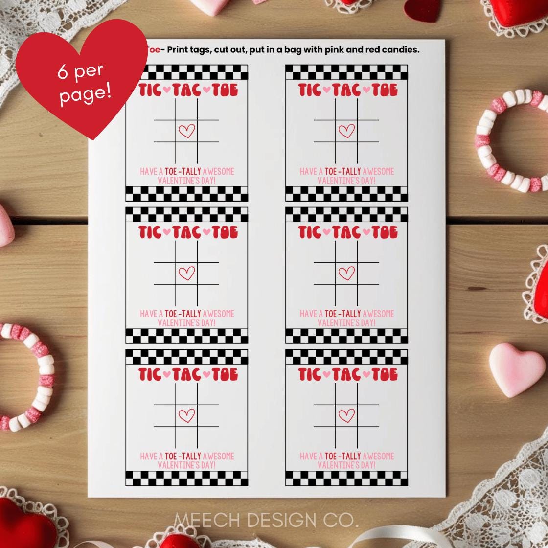 Tic Tac Toe Printable Valentines, Tic Tac Toe Valentine, Classroom ...