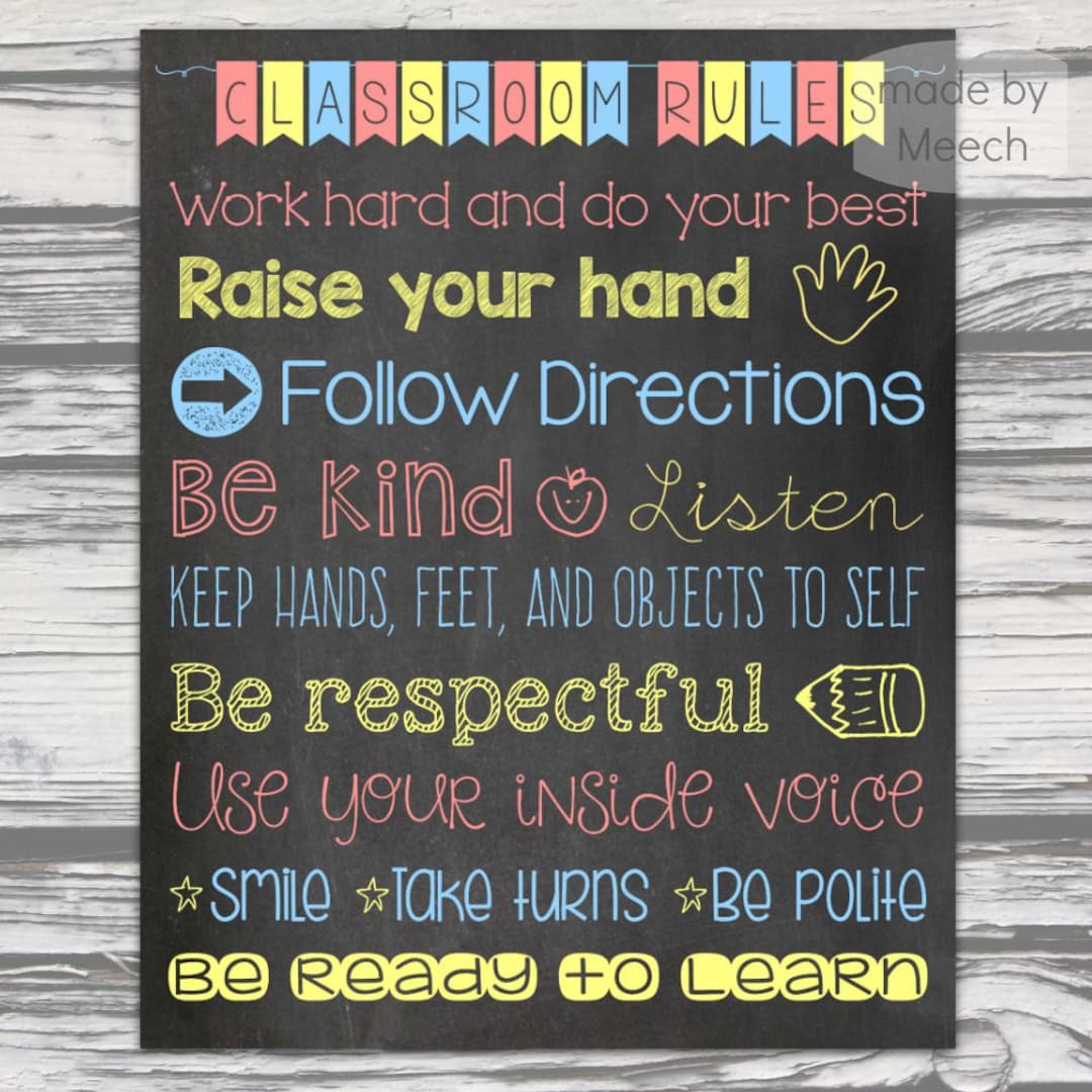 Classroom Rules Chalkboard Poster Instant Download 16x20 - Etsy
