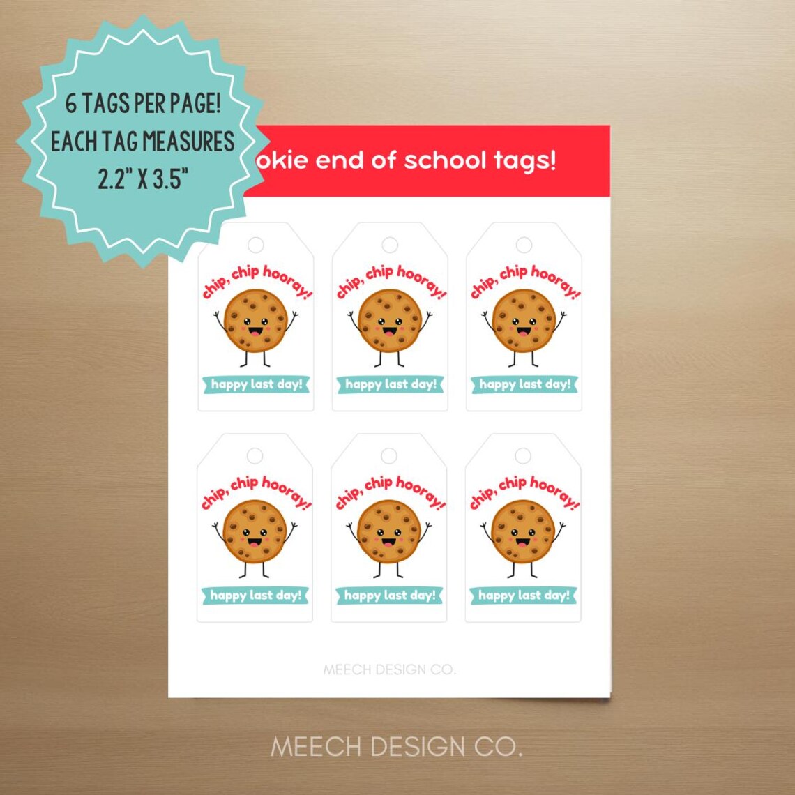 Last Day of School Gift Tag, Cookie Gift Tag for Last Day of School ...