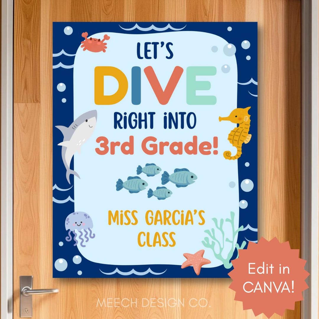 Editable Ocean Themed Classroom Poster, Classroom Door Welcome Poster ...