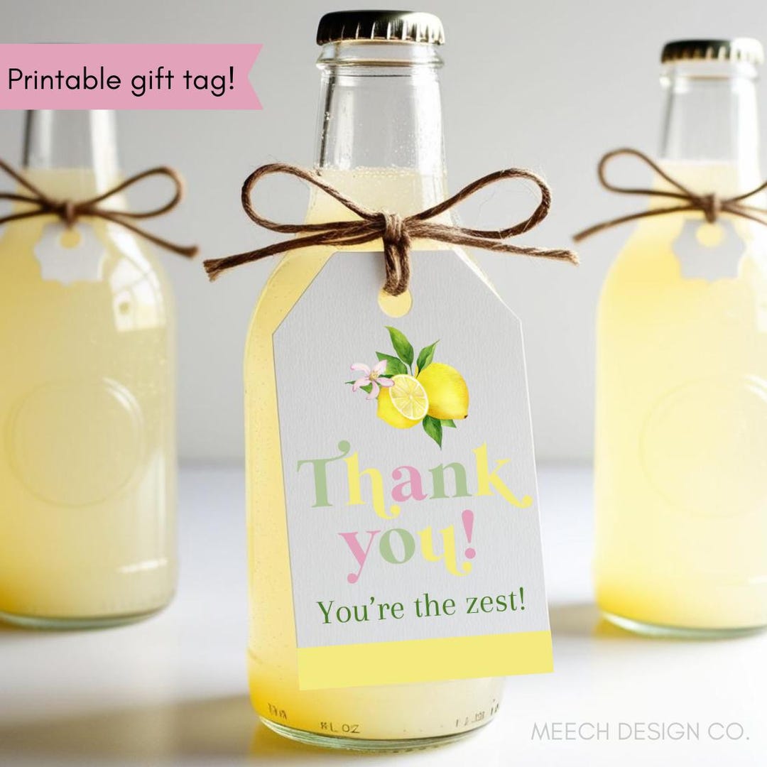 Lemon Themed Thank You Tag, Lemon Gift Tag, Lemon Bridal Shower Decor ...