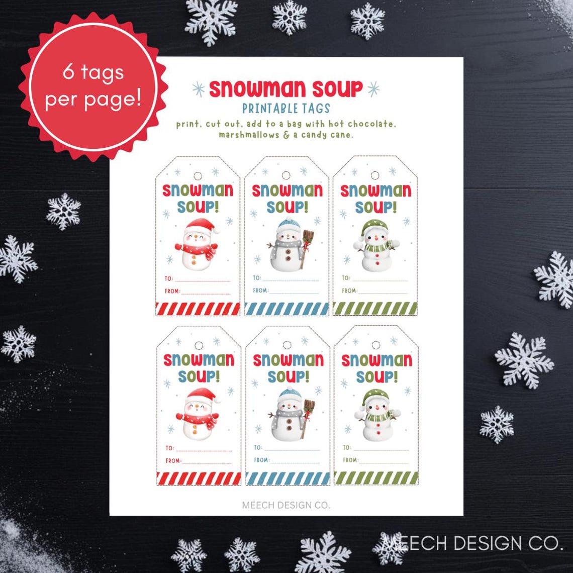 Snowman Soup Gift Tag, Snowman Soup Tag, Snowman Soup Printable Tag ...