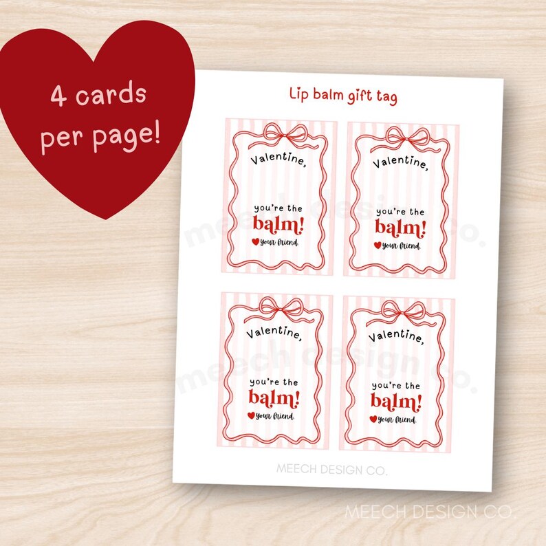 You're the Balm Valentine Card, Easy Printable Friend Gift, Lip Balm ...