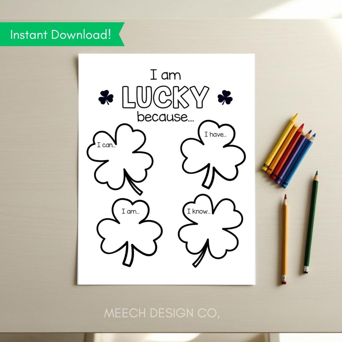 I Am Lucky Worksheet, St. Patrick's Day Printable, Printable for School ...