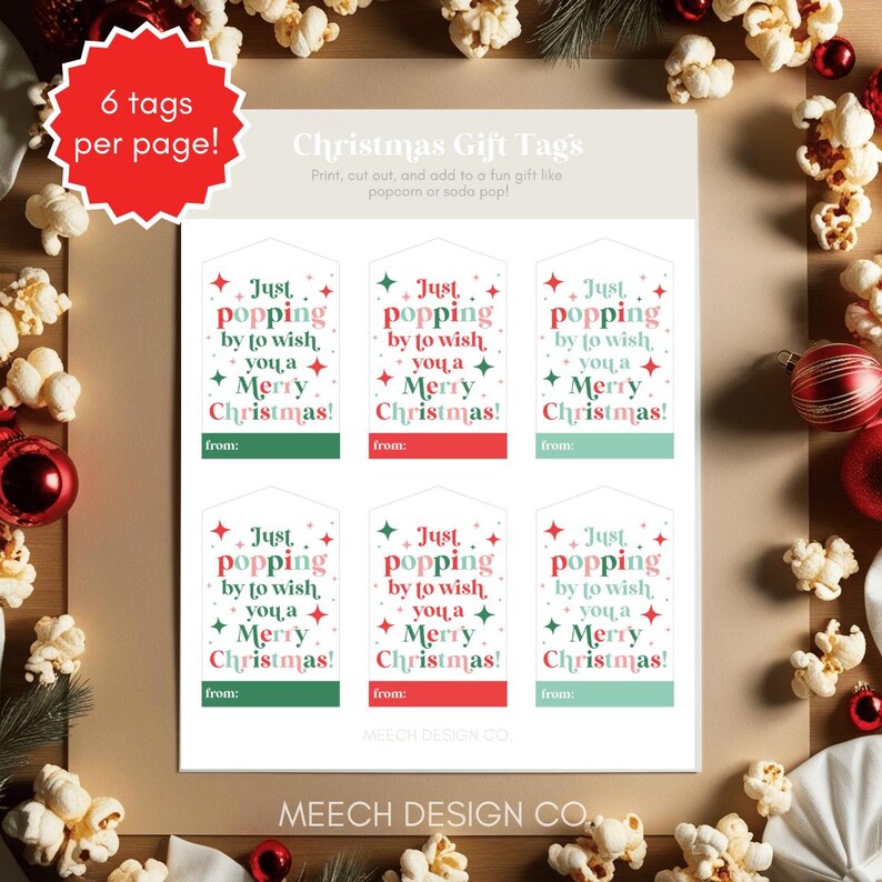 Popping by to Wish You a Merry Christmas Gift Tag, Poppin Christmas ...