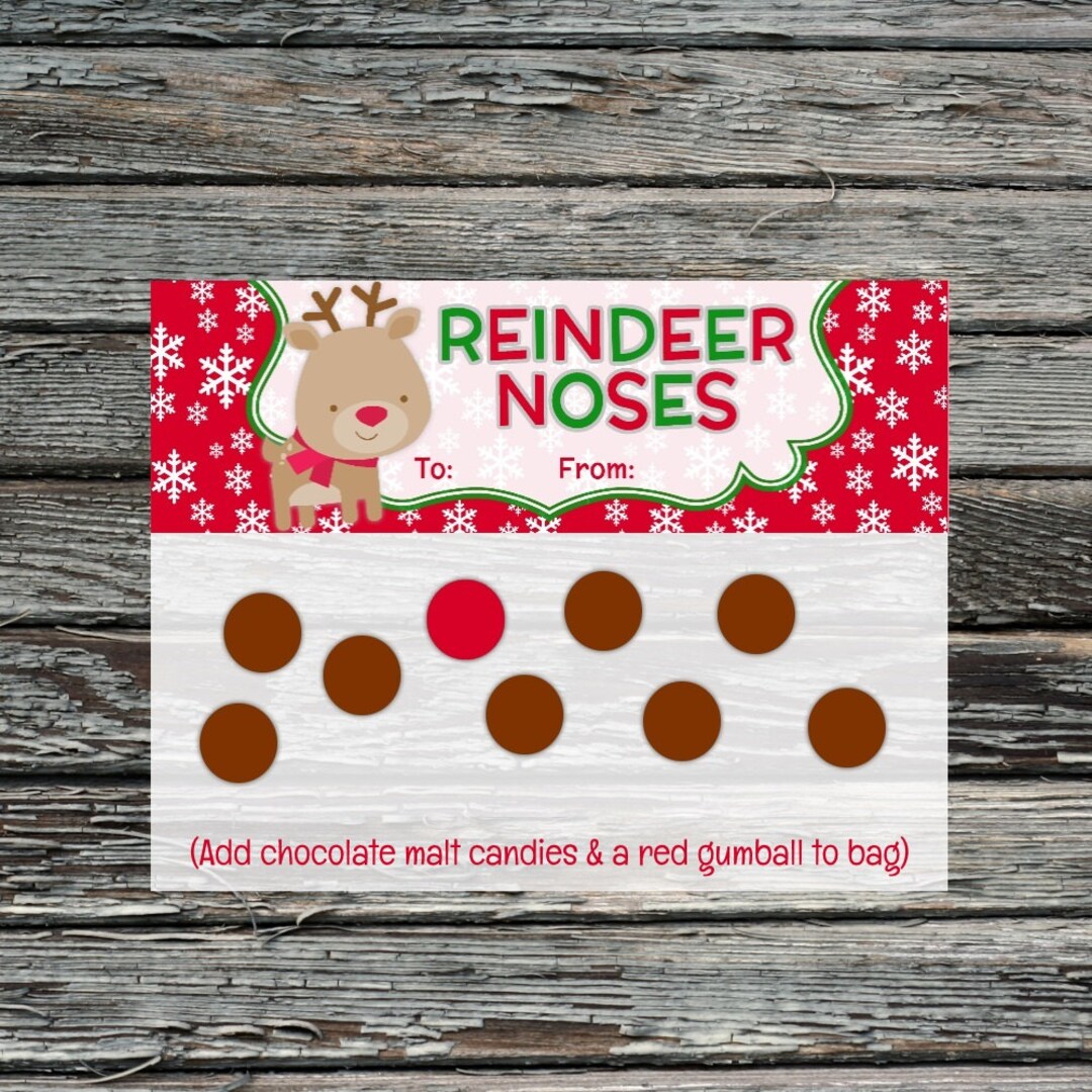 Reindeer Noses Christmas Treat Bag Toppers - Etsy