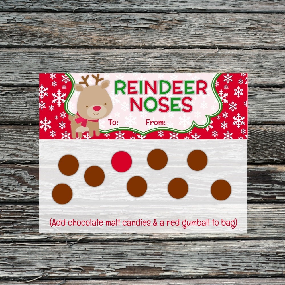 Reindeer Noses Christmas Treat Bag Toppers - Etsy